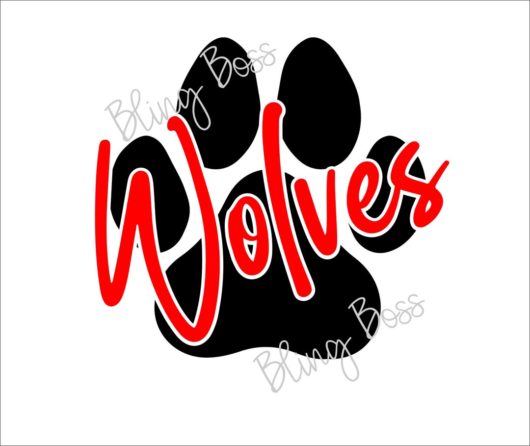 Wolves Mascot Paw SVG Digital Download Cut File + Red Black PNG - Etsy
