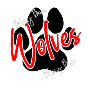 Wolves Mascot Paw SVG Digital Download Cut File + Red Black PNG - Etsy