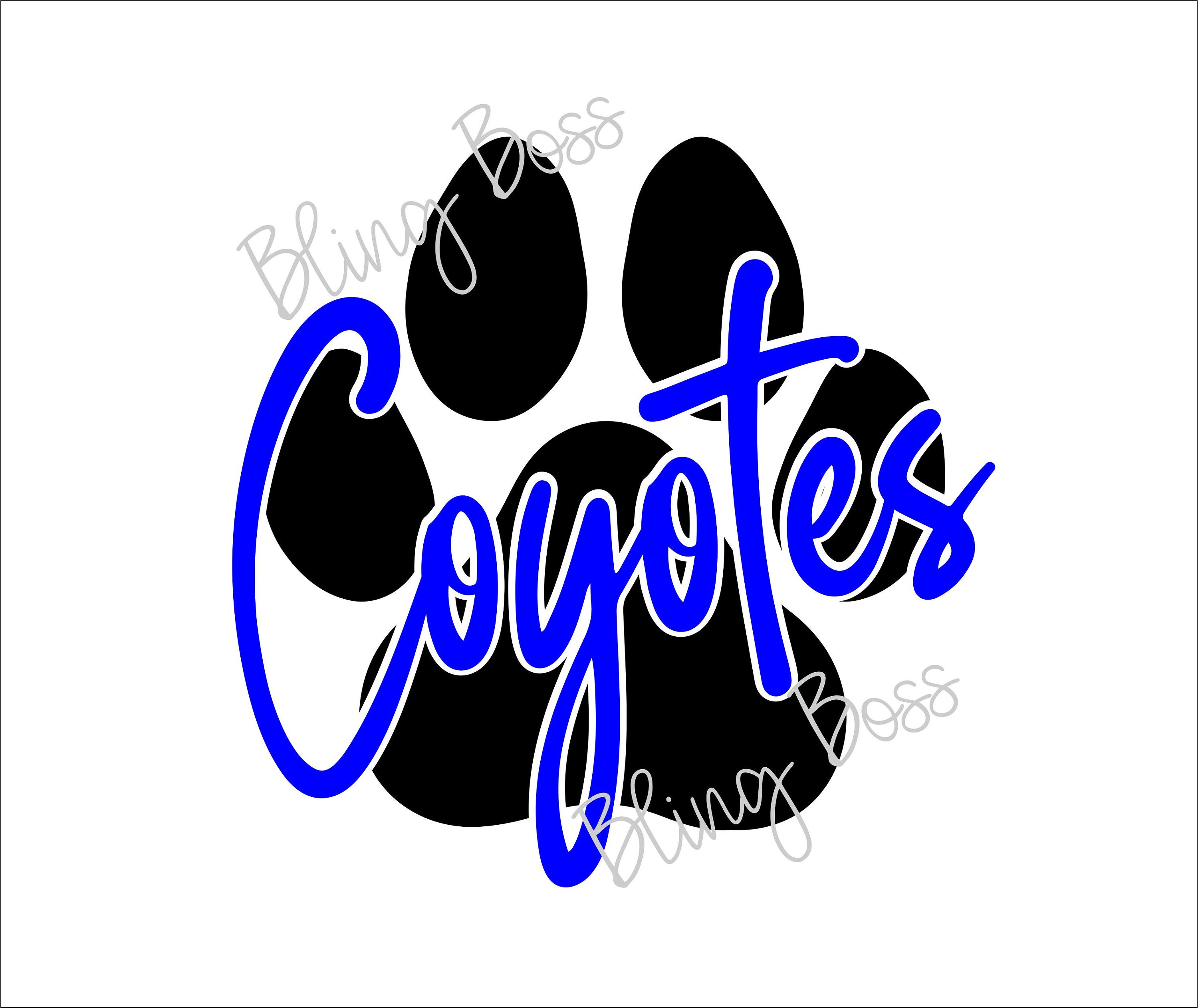 Coyotes Mascot Paw SVG Digital Download Cut File Blue Black - Etsy