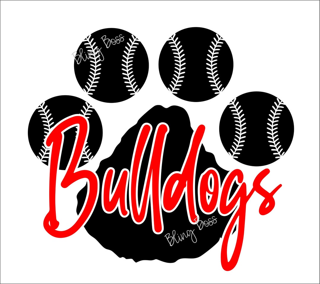 Bulldogs Baseball Paw or Bulldogs Softball Paw SVG Digital Download Cut ...