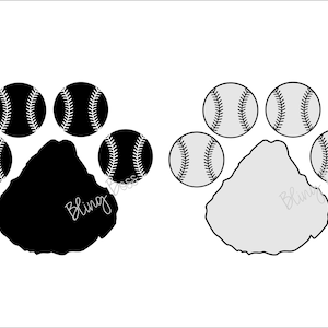 Baseball Paw or Softball Paw SVG Digital Download Cut File + PNG - Etsy