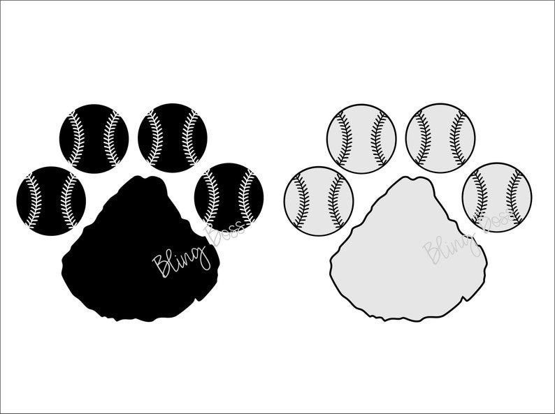 Baseball Paw or Softball Paw SVG Digital Download Cut File + PNG - Etsy