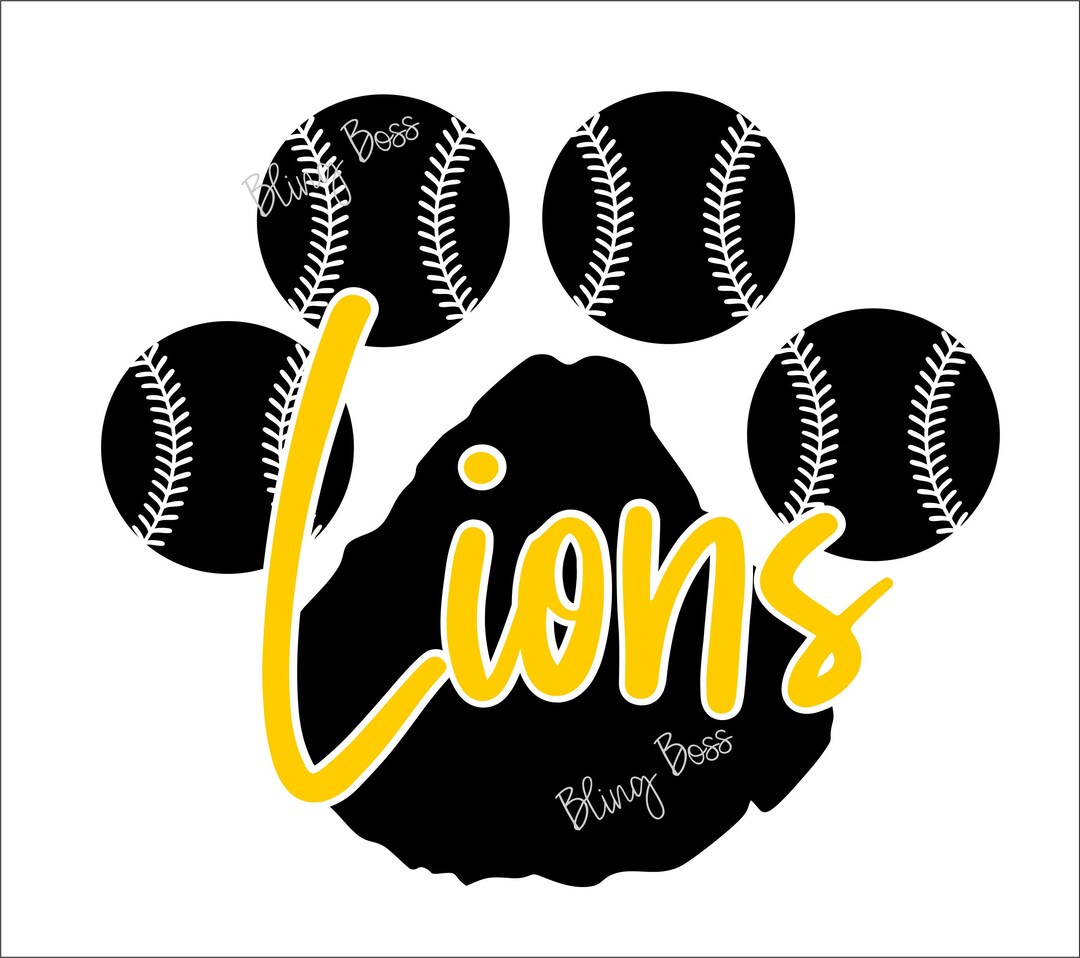 Lions Baseball Paw or Lions Softball Paw SVG Digital Download Cut File ...