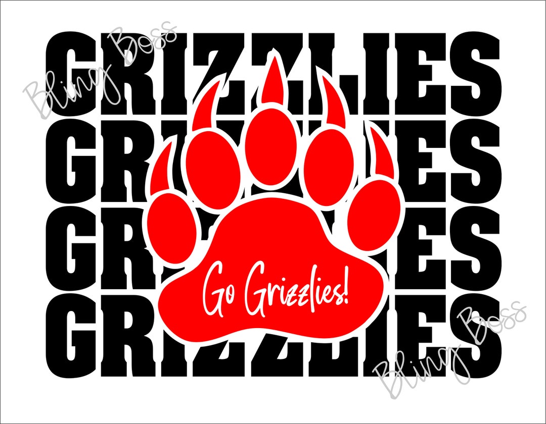 Grizzlies Mascot With Paw Stacked SVG Digital Cut File + PNG Instant ...