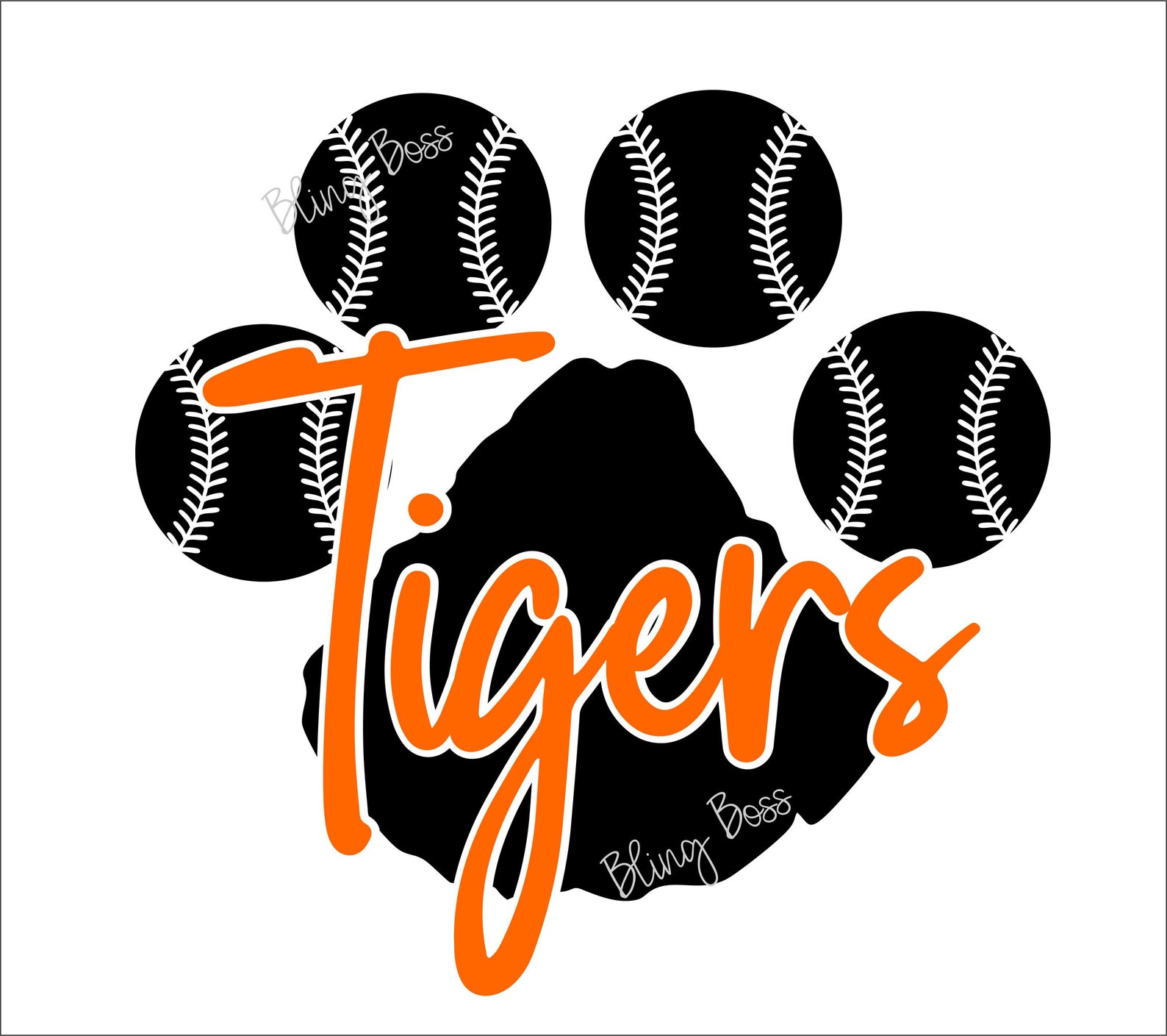 Tigers Baseball Paw or Tigers Softball Paw SVG Digital Download Cut ...