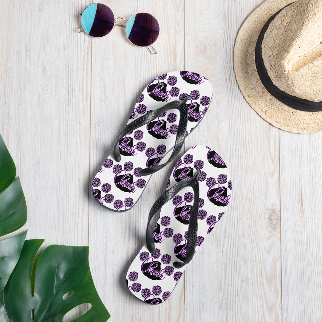 Show Your Team Spirit With Cheer Paw Flip-flops - Purple and Black - Etsy