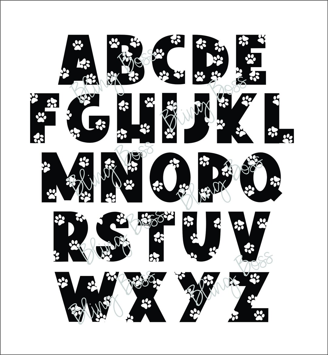 Complete Alphabet With Paw Lettering SVG Digital Cut File & PNG Instant ...