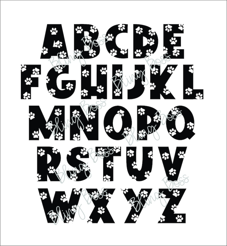 Complete Alphabet With Paw Lettering SVG Digital Cut File & PNG Instant ...