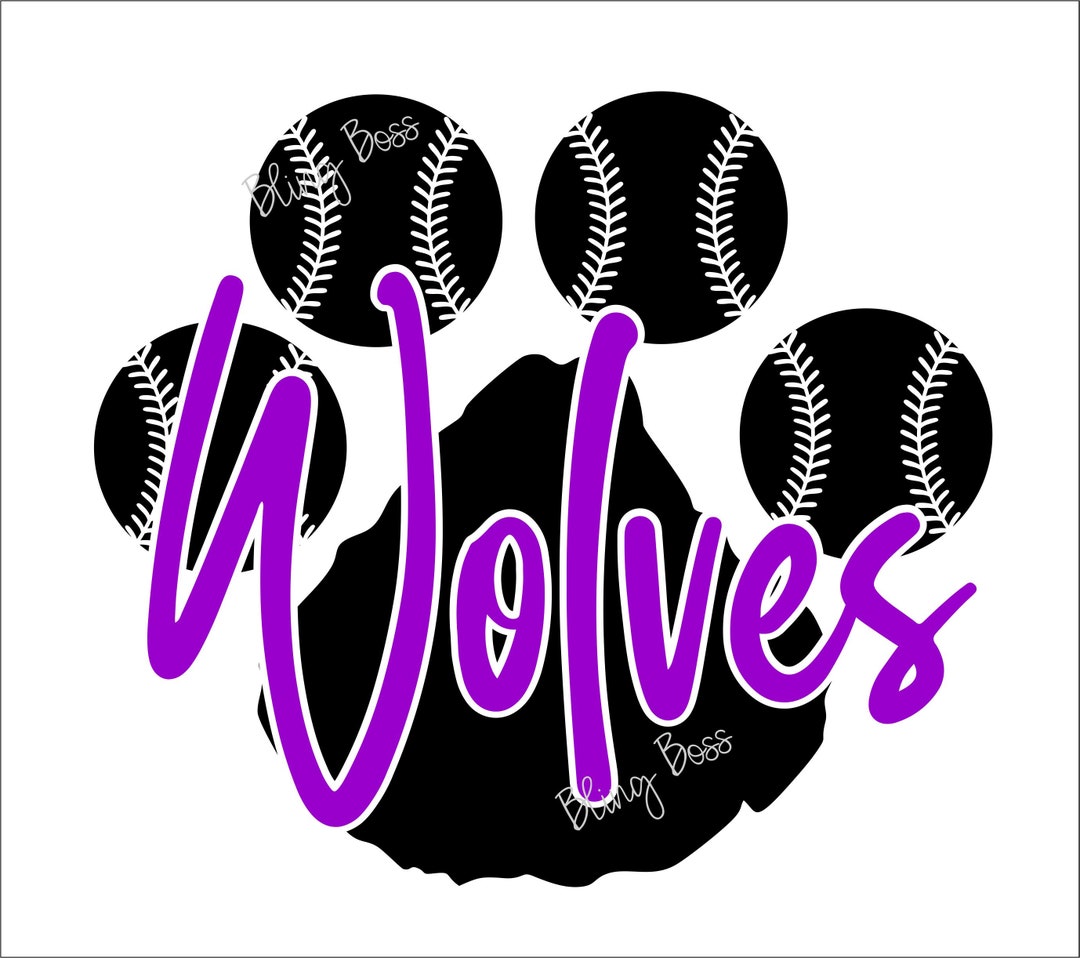 Wolves Baseball Paw or Wolves Softball Paw SVG Digital Download Cut ...