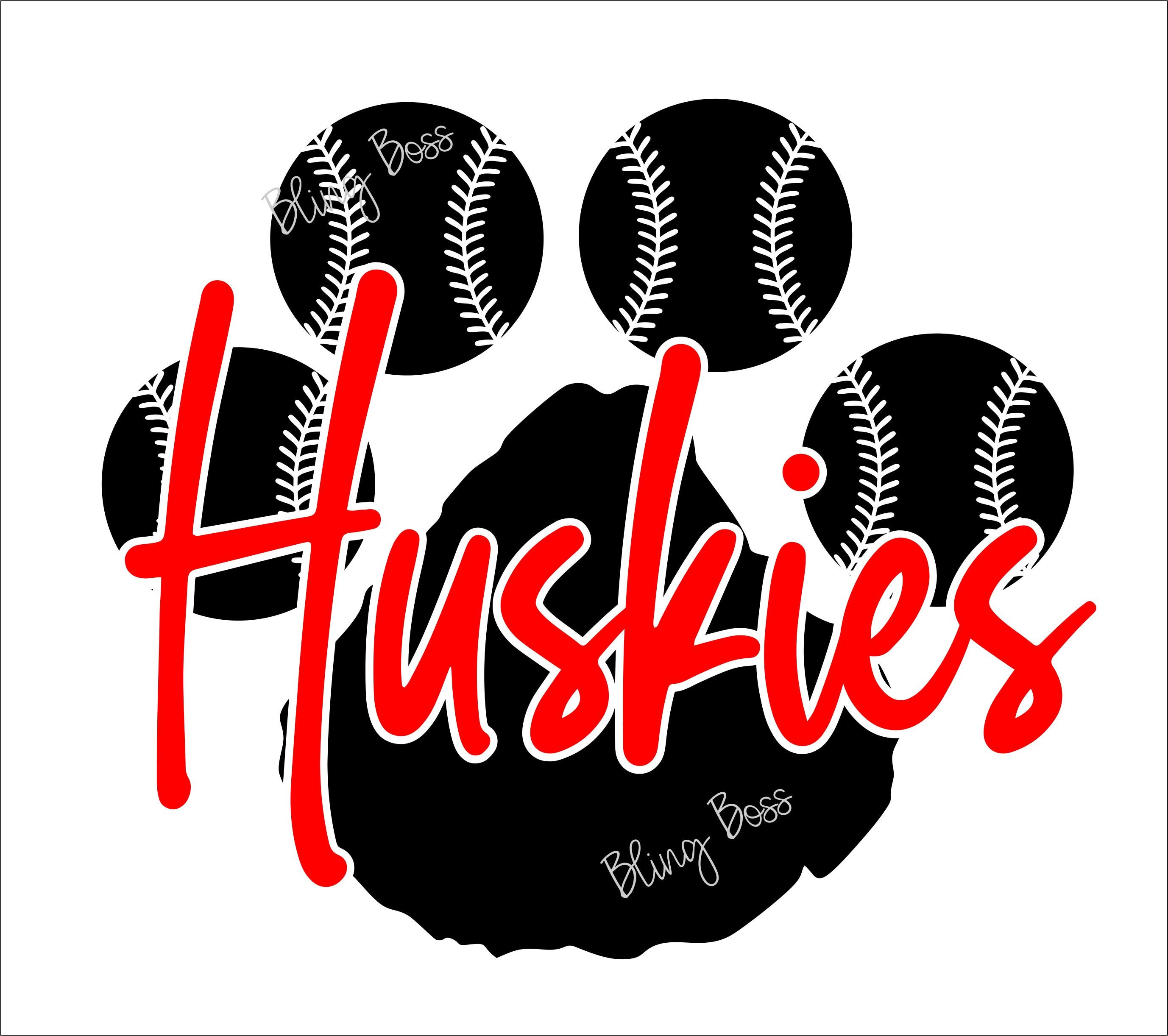Huskies Baseball Paw or Huskies Softball Paw SVG Digital Download Cut ...