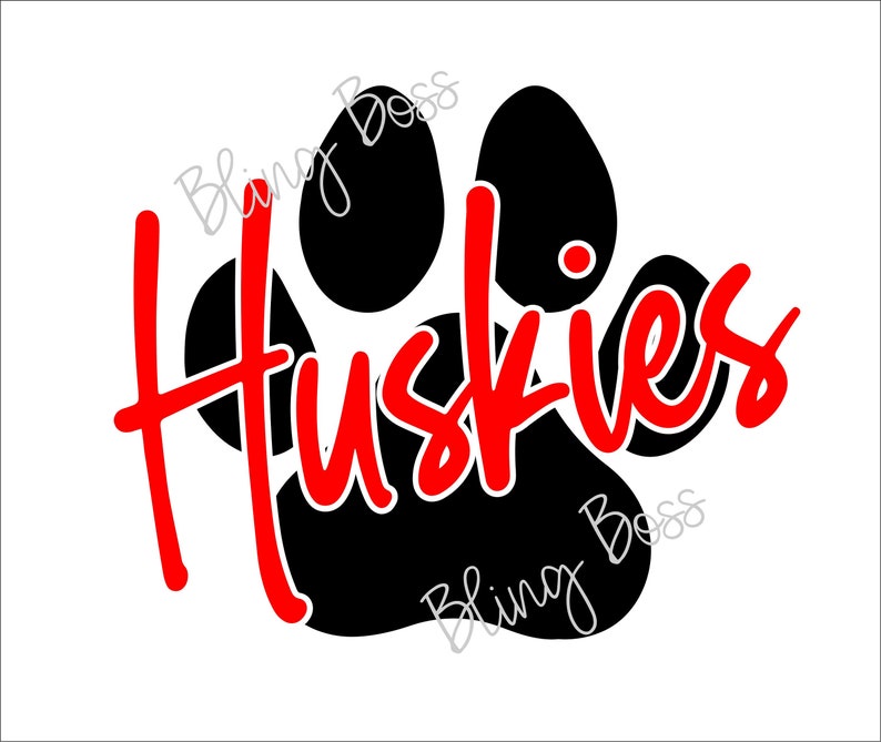 Huskies Mascot Paw SVG Digital Download Cut File + Red Black PNG + Blue ...