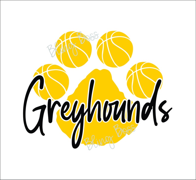 Greyhounds Basketball Paw SVG Digital Download Cut File + Yellow Black ...