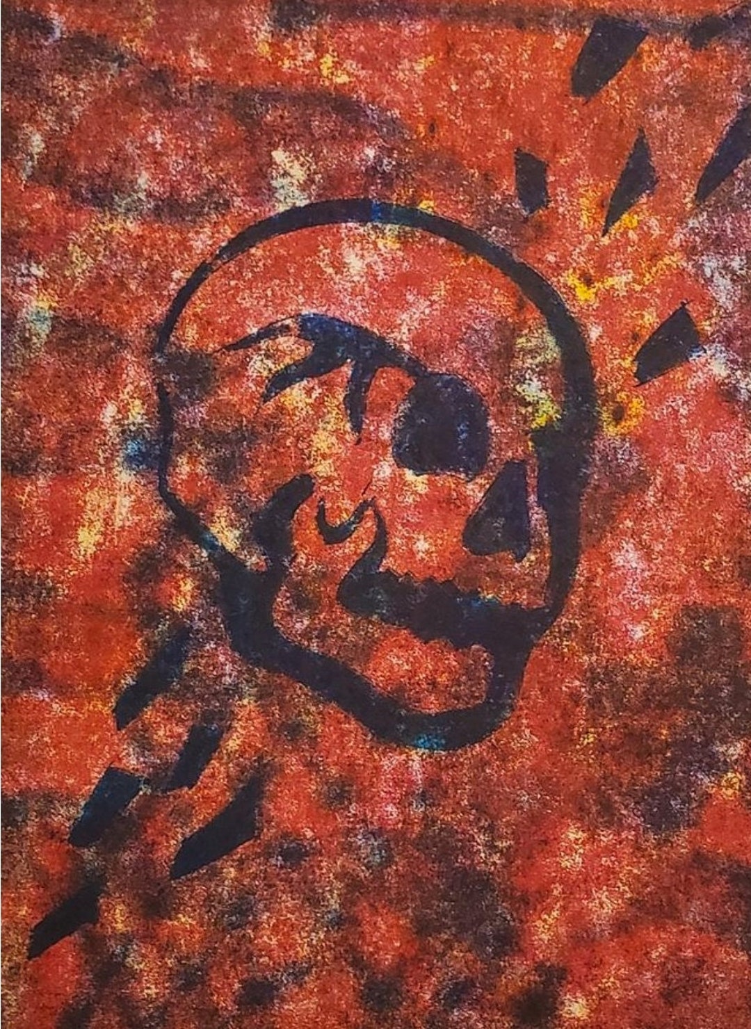 Colorful Skull Collagraph Print: One-of-a-kind Wall Art (7.5x5.5) - Etsy