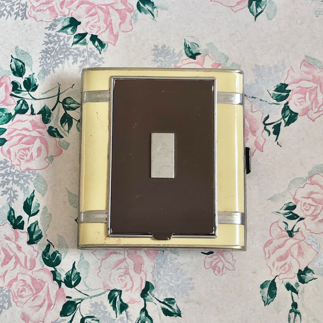 WALTER LAMPL Vintage 1930s Art Deco Pale Yellow and Brown Powder and ...