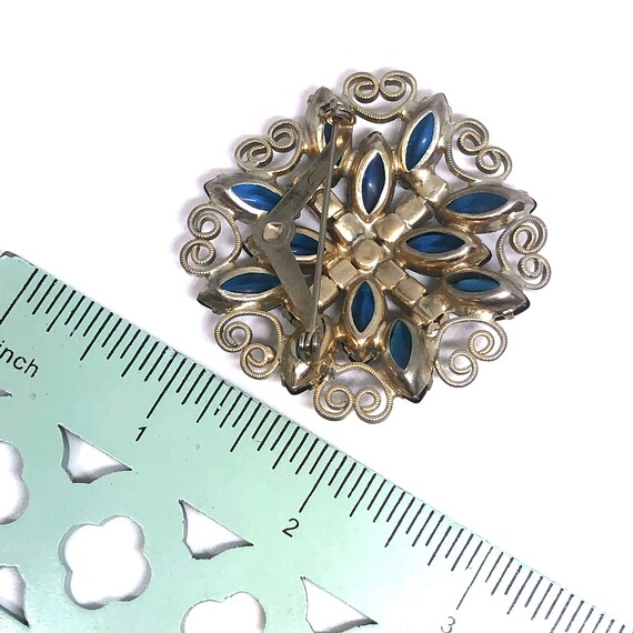 Vintage Unsigned Juliana Style Heart Scroll Blue Rasp… - Gem