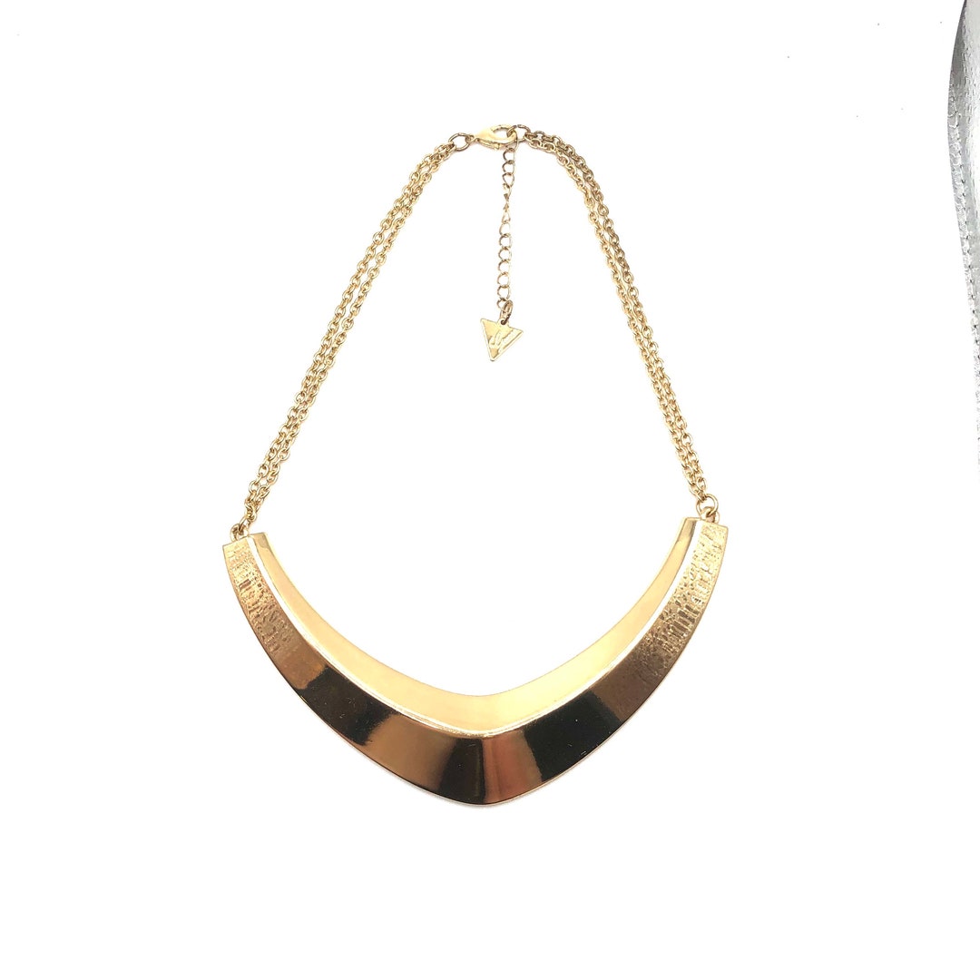 GUESS Vintage Early 2000s Gold Tone Large Boomerang Design 18 Inch ...