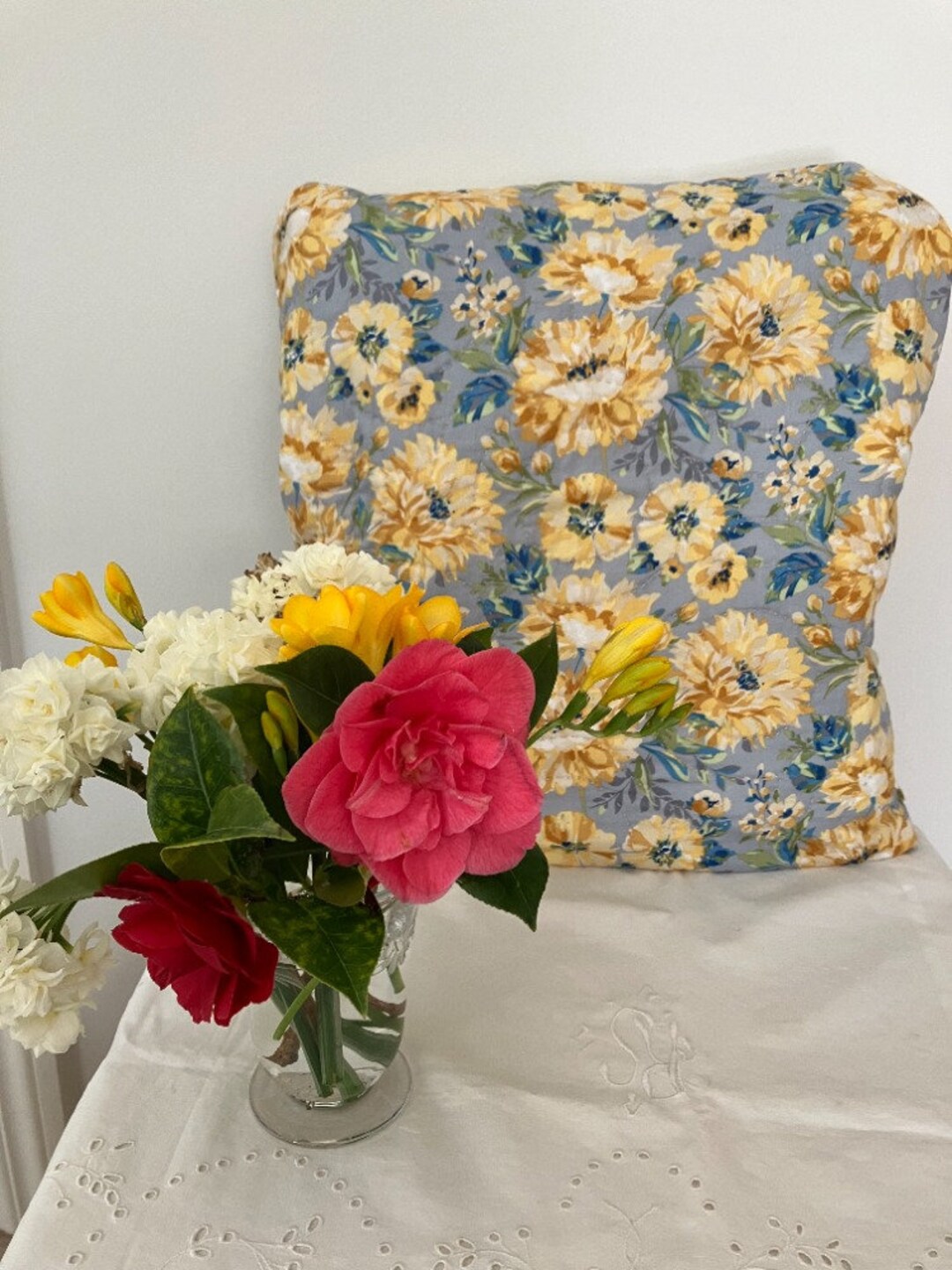 Yellow Flowers A Unique Bed or Knee Quilt That Folds Into a - Etsy