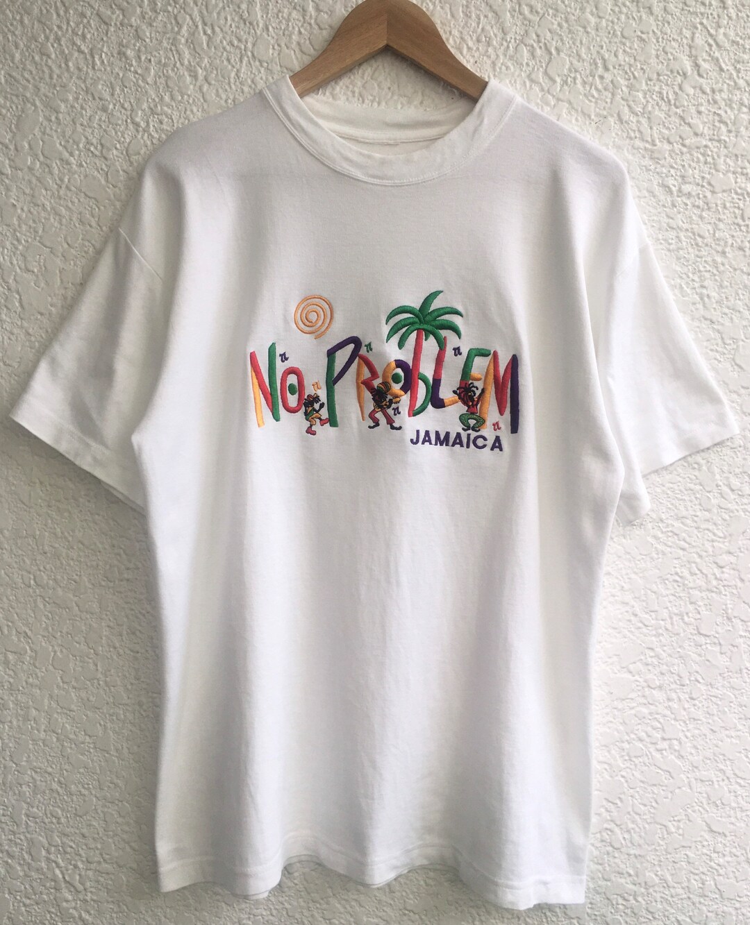 Vintage Embroidered Jamaica No Problem Souvenirs T-shirt Size L ...