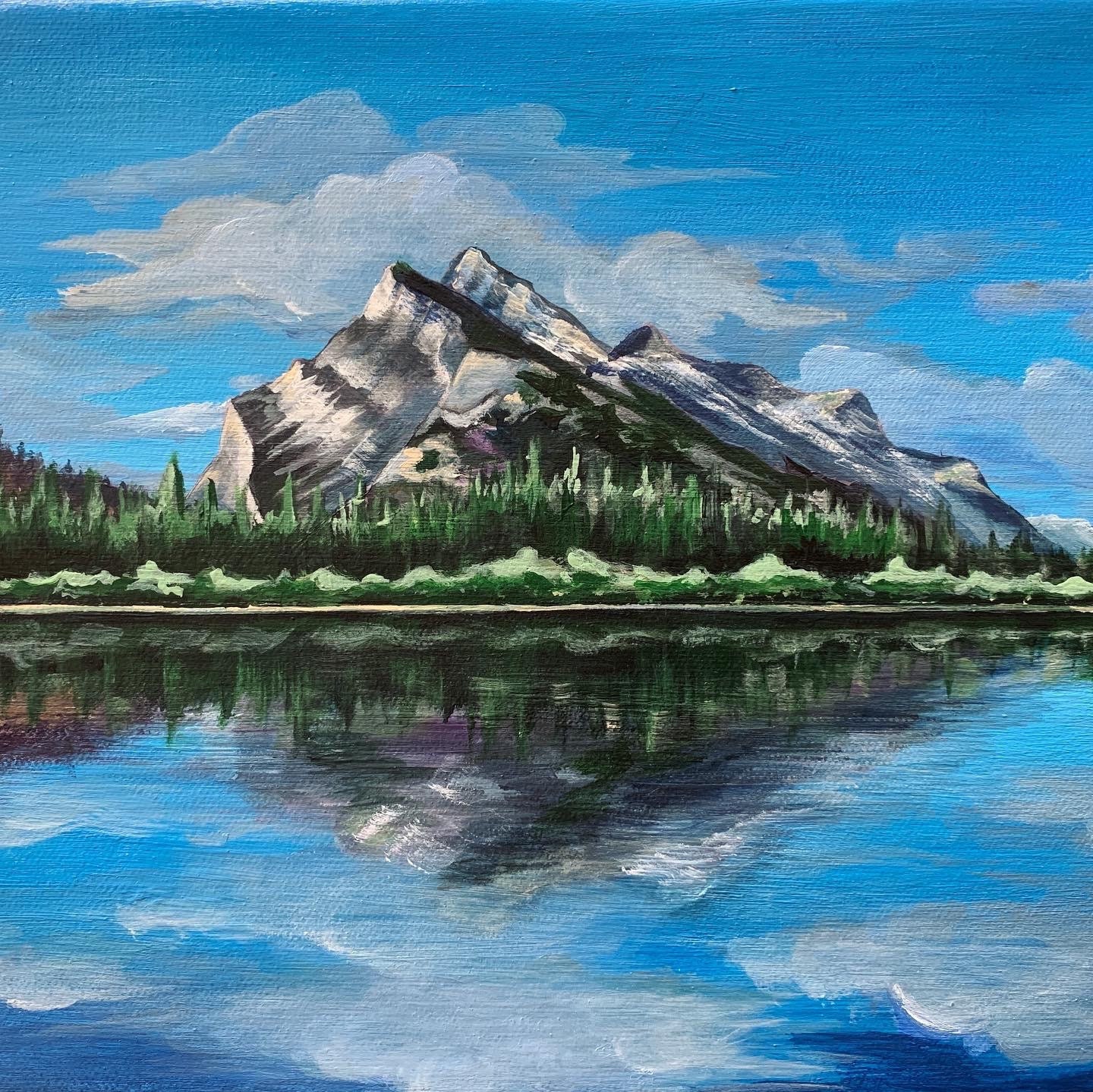 Canadian Rockies Rundle Mountain Banff National Park Acrylic Painting ...