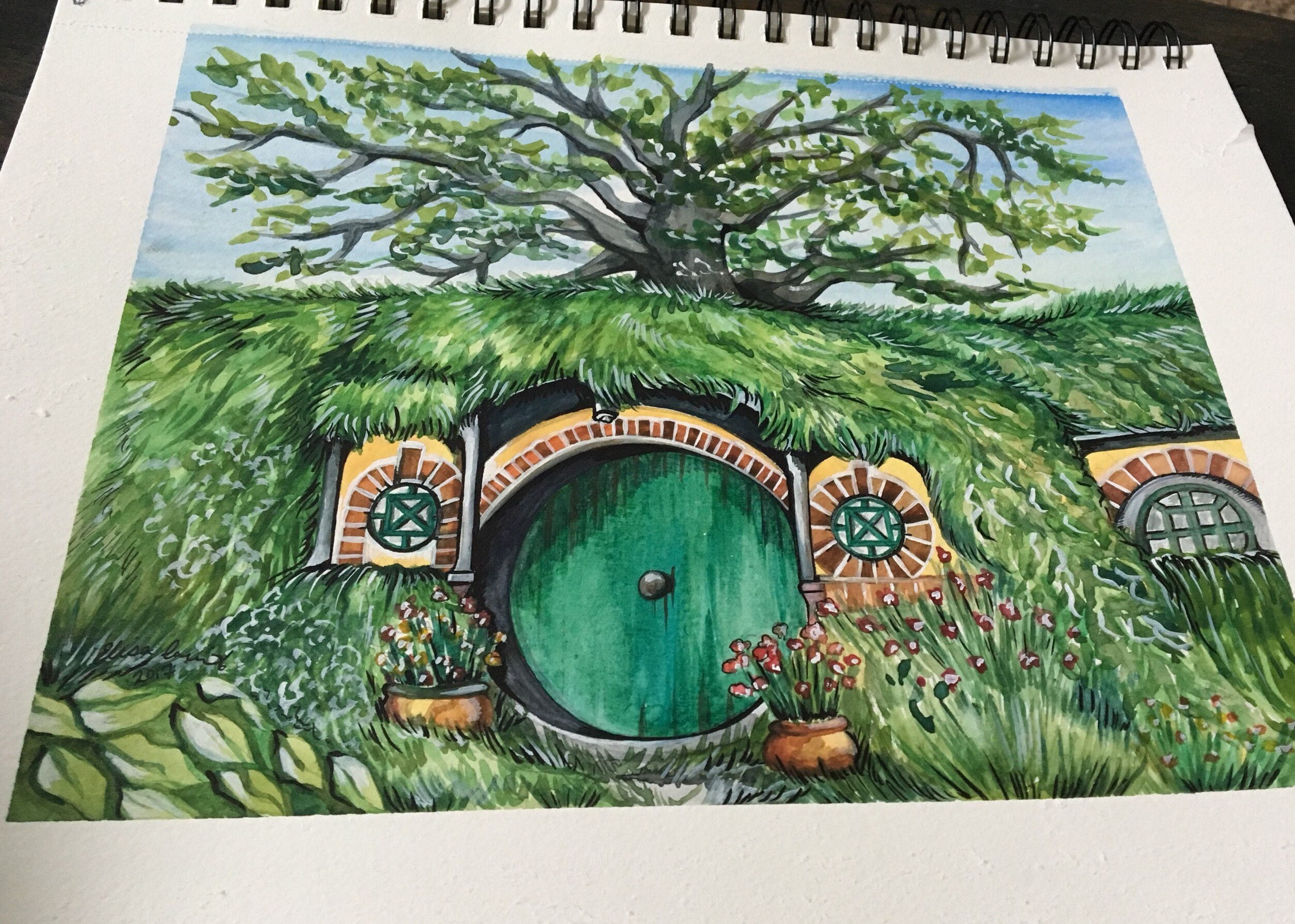 Baggend Hobbit Hole Hobbiton Watercolor Print From Lord of the - Etsy