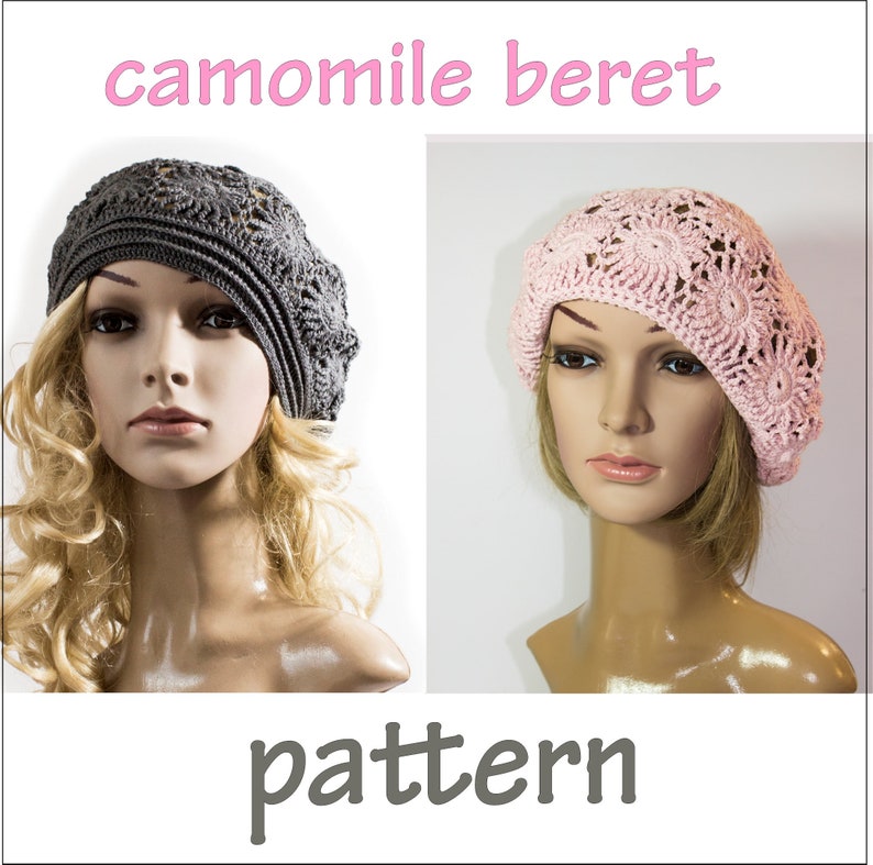 Crochet Hat Pattern Womens Beret Pattern Small Medium Etsy