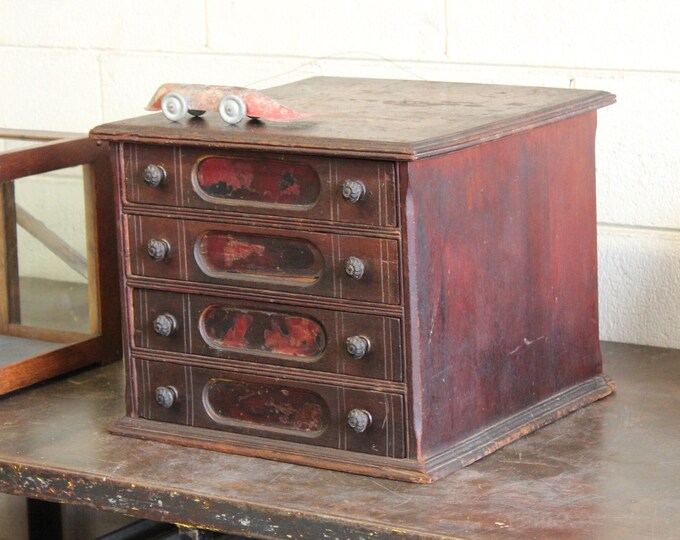 C1900s Antique 4-drawer Goff's Brand Thread Cabinet Desktop Flat File ...