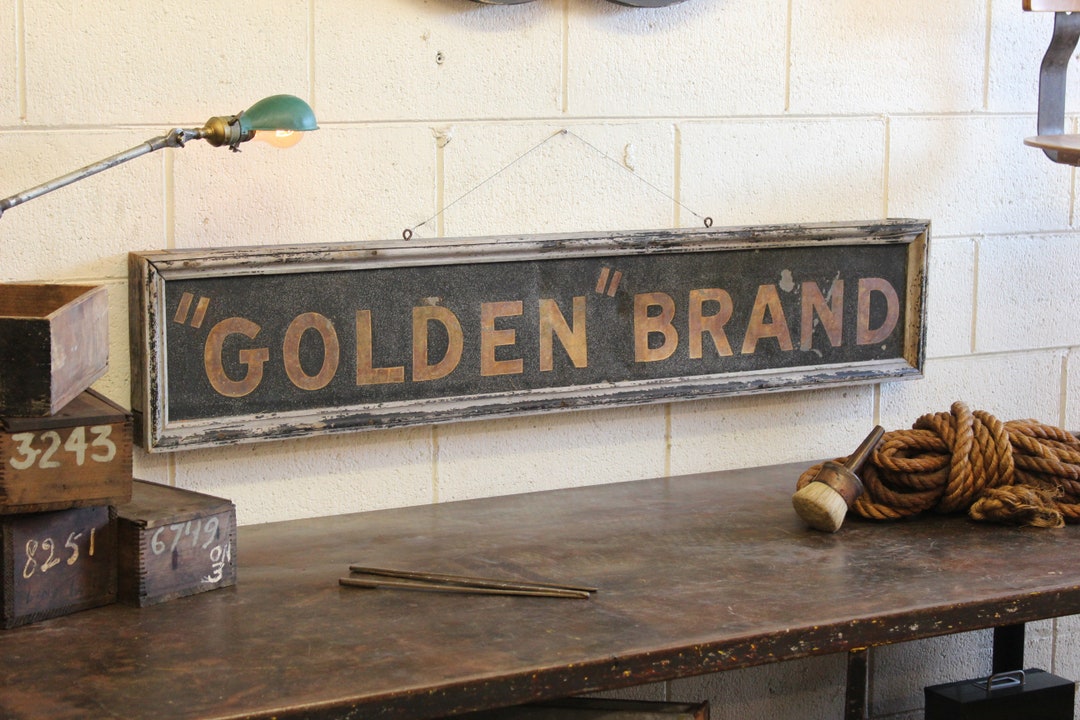 53" C.1900s Antique Golden Brand Smaltz Metal/ Wood Advertising Sign - Etsy