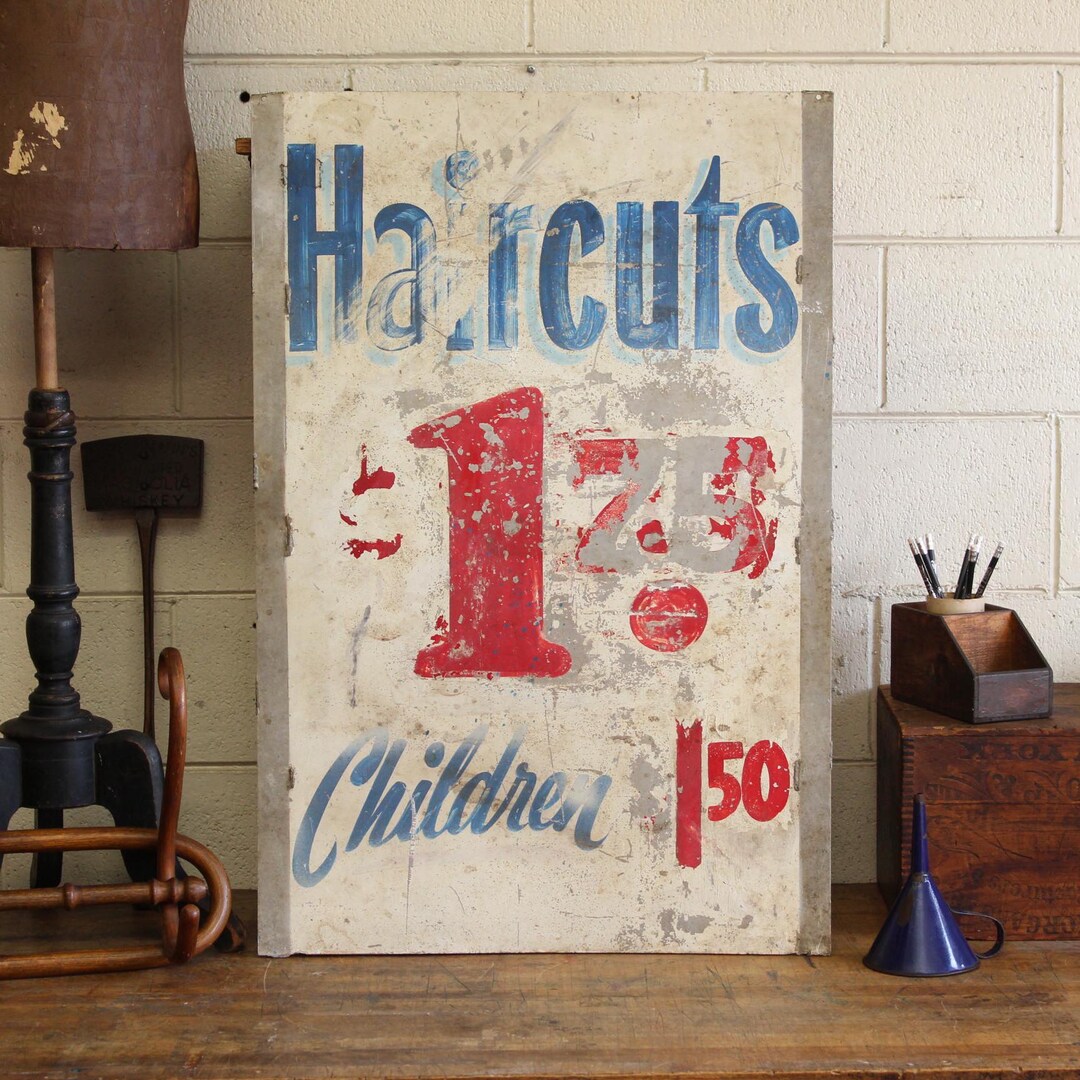 C.1950s Original Vintage Hand Painted Hair Cuts Dresser Barber ...