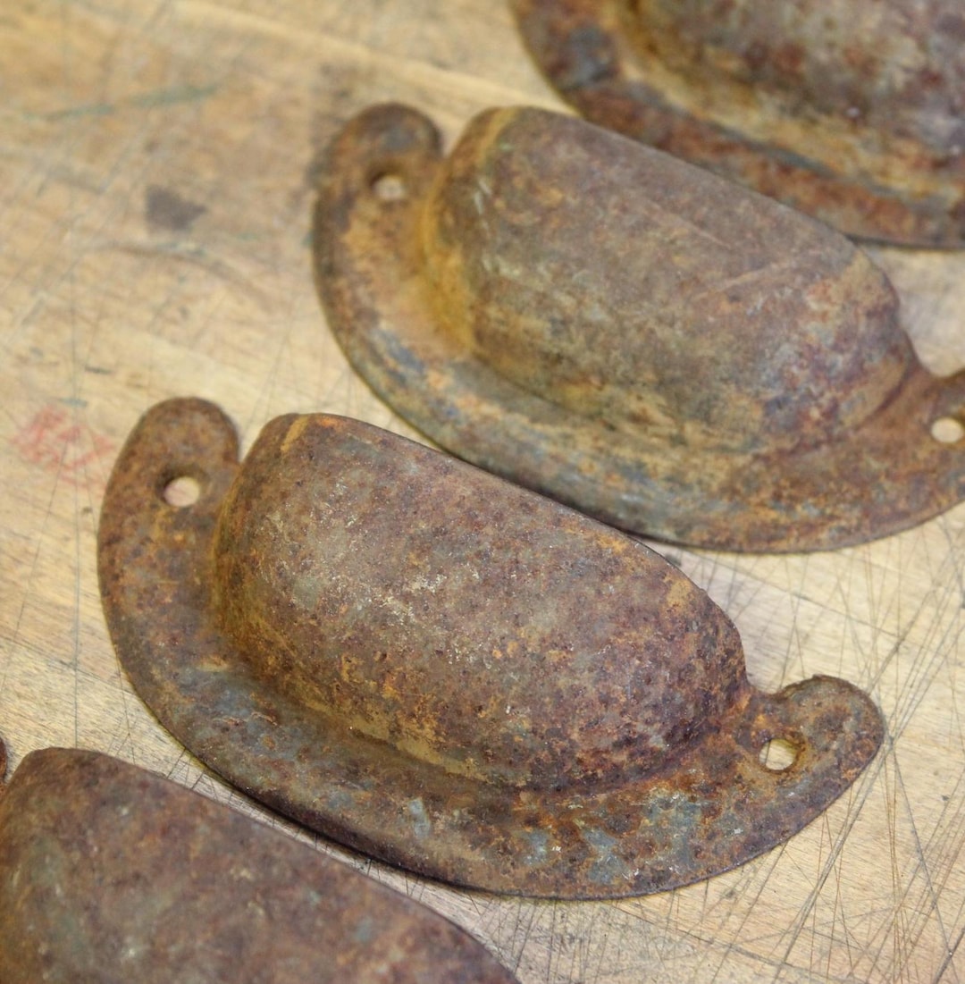 X1 Antique Vintage Industrial Rustic Steel Rusty Drawer Pulls - 1920s ...
