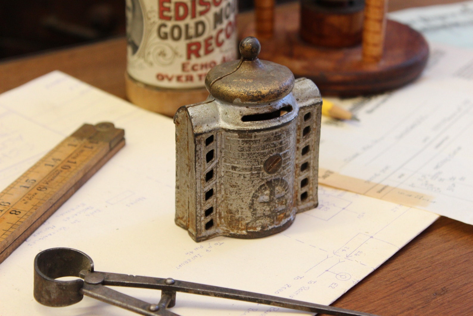 Antique Vintage Cast Iron A.C. Williams Presto Coin Money Bank Building ...