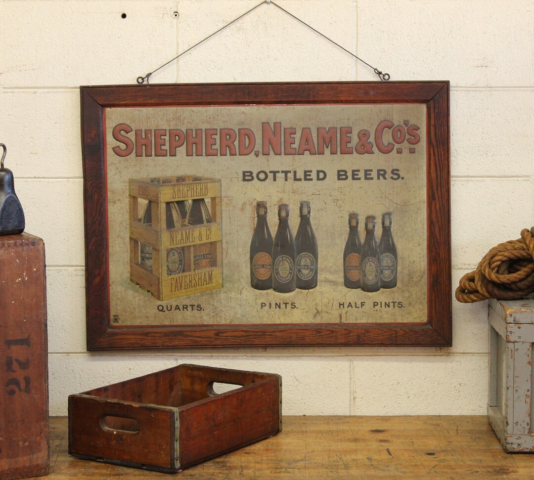 C.1920s Antique Shepperd Neame & Co Beer Advertising Tin Litho Embossed ...