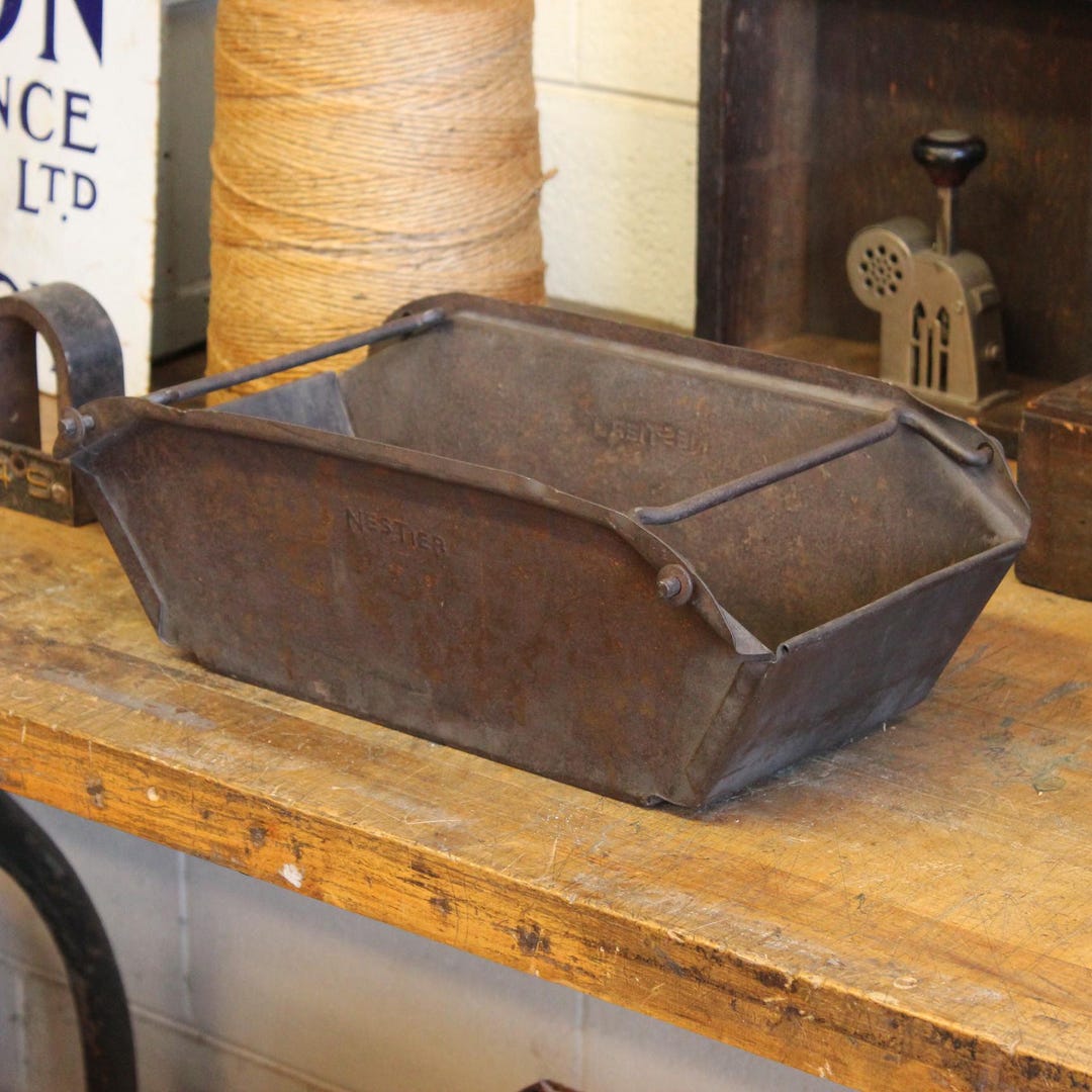 Vintage Industrial Heavy Duty Nestier Steel Factory Storage Bin/ Box W ...
