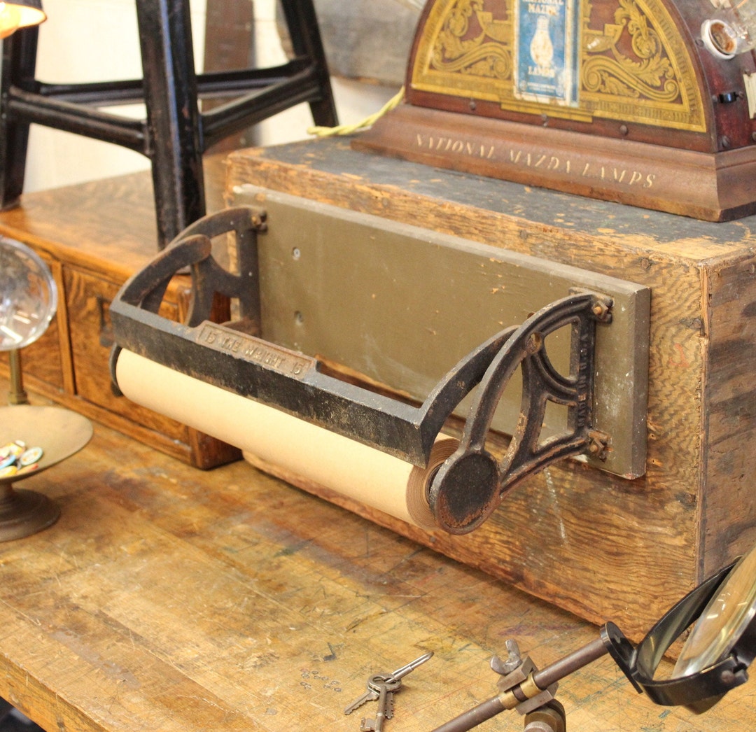Heavy Duty Antique Vintage Cast Iron/ Wood Butcher Paper/ Paper Towel ...