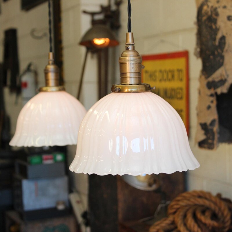 Milk Glass Pendant Light - Etsy