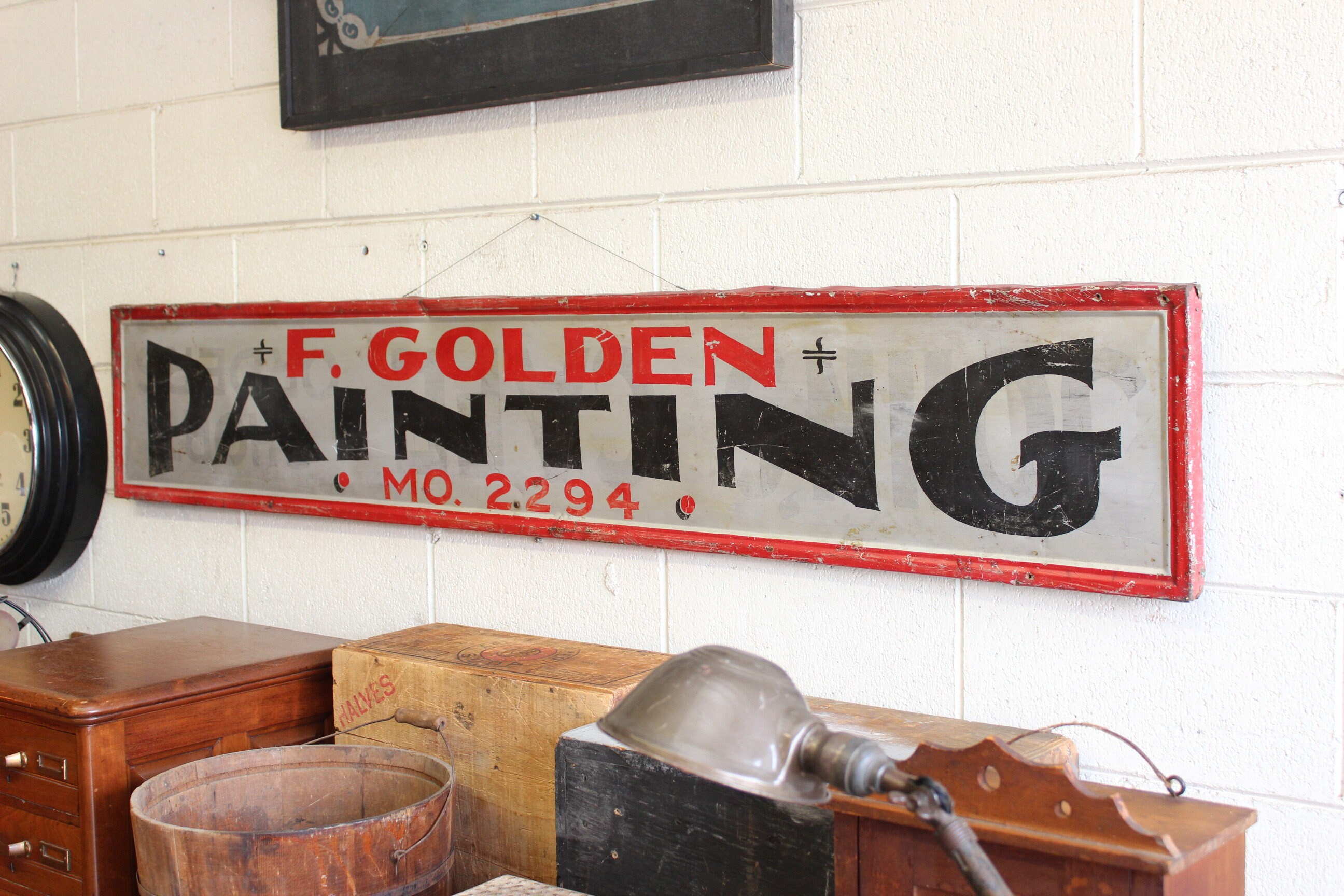 70" Original Painting Antique Hand Painted Trade Advertising Sign ...