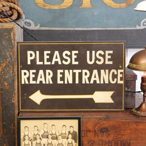 Vintage Industrial Hand Painted Wood Rear Entrance Factory Arrow ...