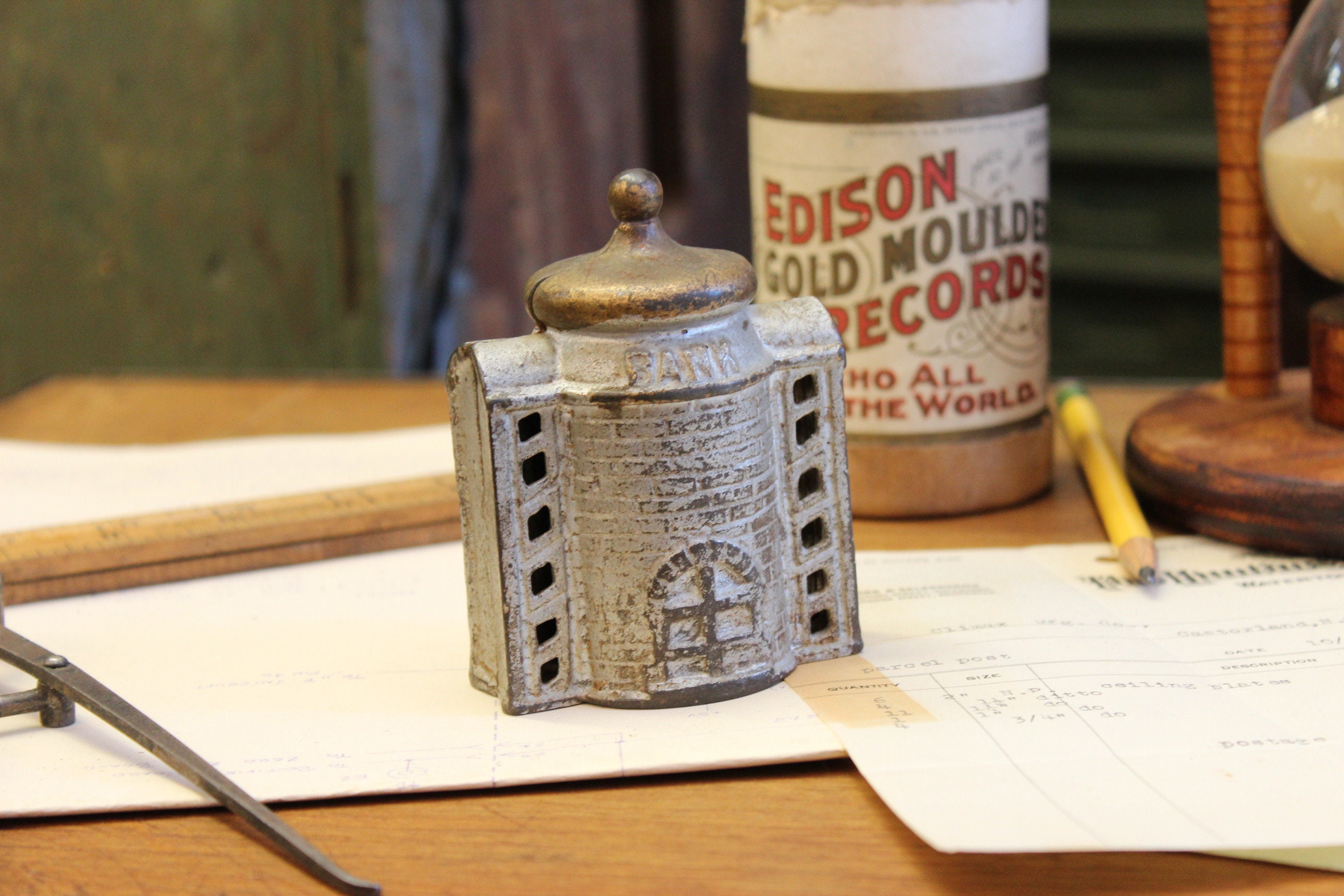 Antique Vintage Cast Iron A.C. Williams Presto Coin Money Bank Building ...