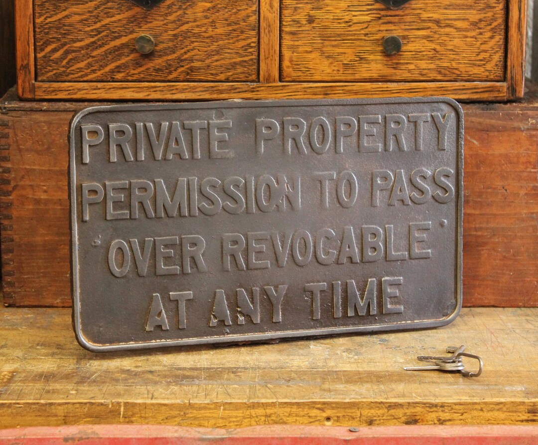 Vintage Industrial Cast Iron Private Property Railroad Plaque ...