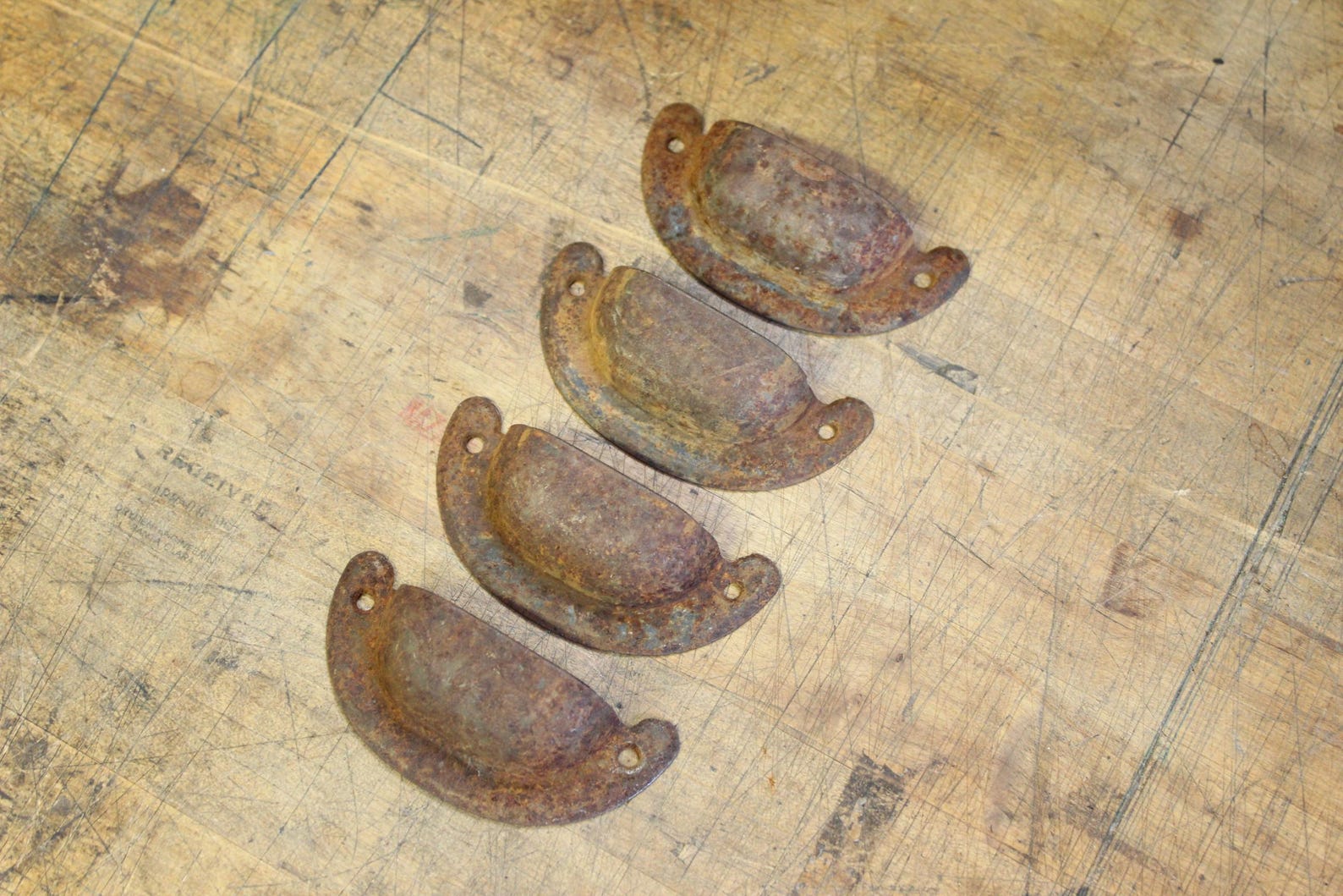 X1 Antique Vintage Industrial Rustic Steel Rusty Drawer Pulls - 1920s ...