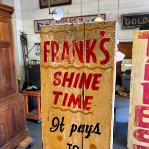 Original Vintage Hand Painted Frank's Shoe Shine Wood Trade Sign ...