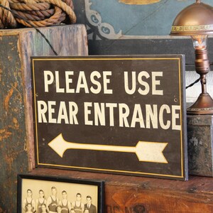 Vintage Industrial Hand Painted Wood Rear Entrance Factory Arrow ...