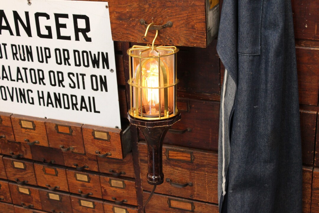 C.1950s Vintage Industrial Mcgill 16" Workshop Hanging Trouble/ Cage Light - Etsy