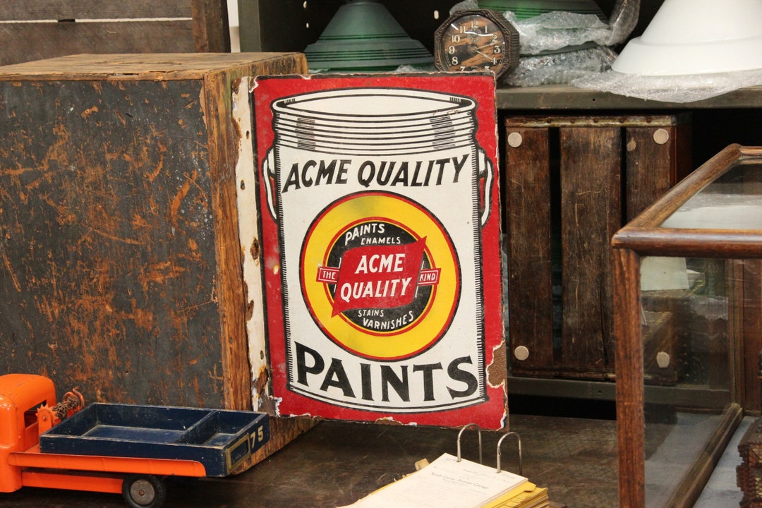 Vintage Industrial Porcelain Enamel ACME Quality Paints Advertising ...