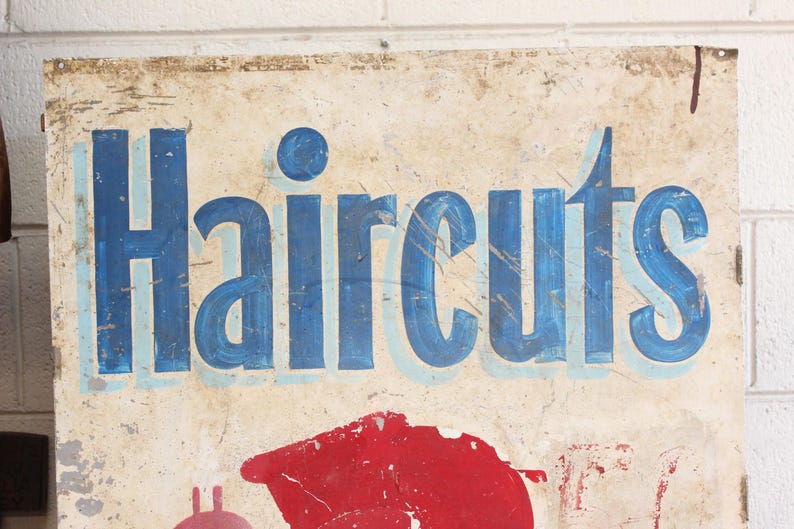 C.1950s Original Vintage Hand Painted Hair Cuts Dresser Barber ...