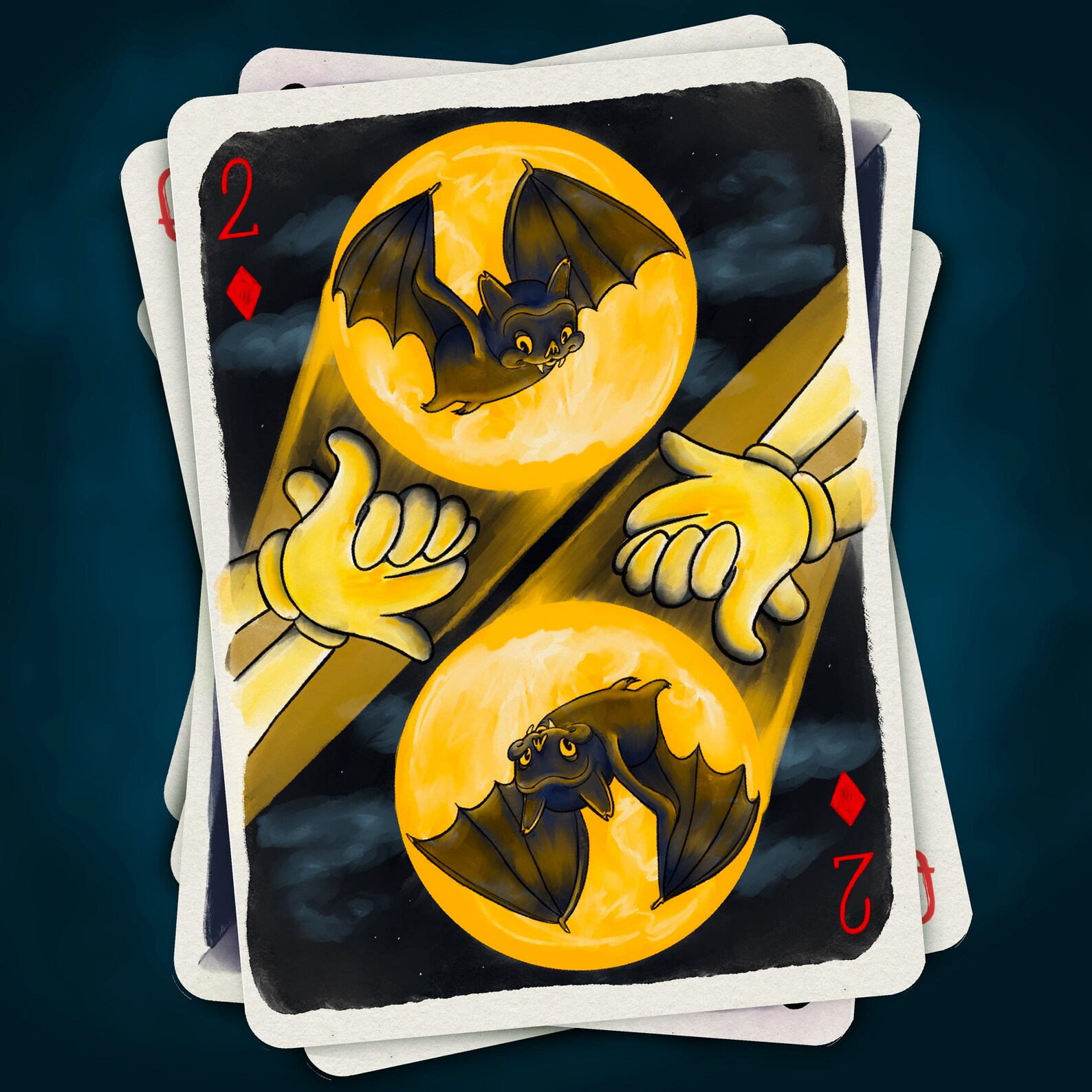 Shadow Puppet Bat Two of Diamonds - Etsy