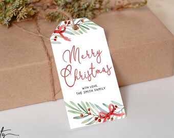 Merry Christmas Gift Tag Printable, Printable Christmas Gift Tag ...
