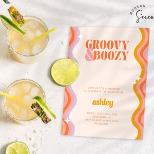 Bachelorette Party Groovy and Boozy Invitation Groovy Retro Weekend ...