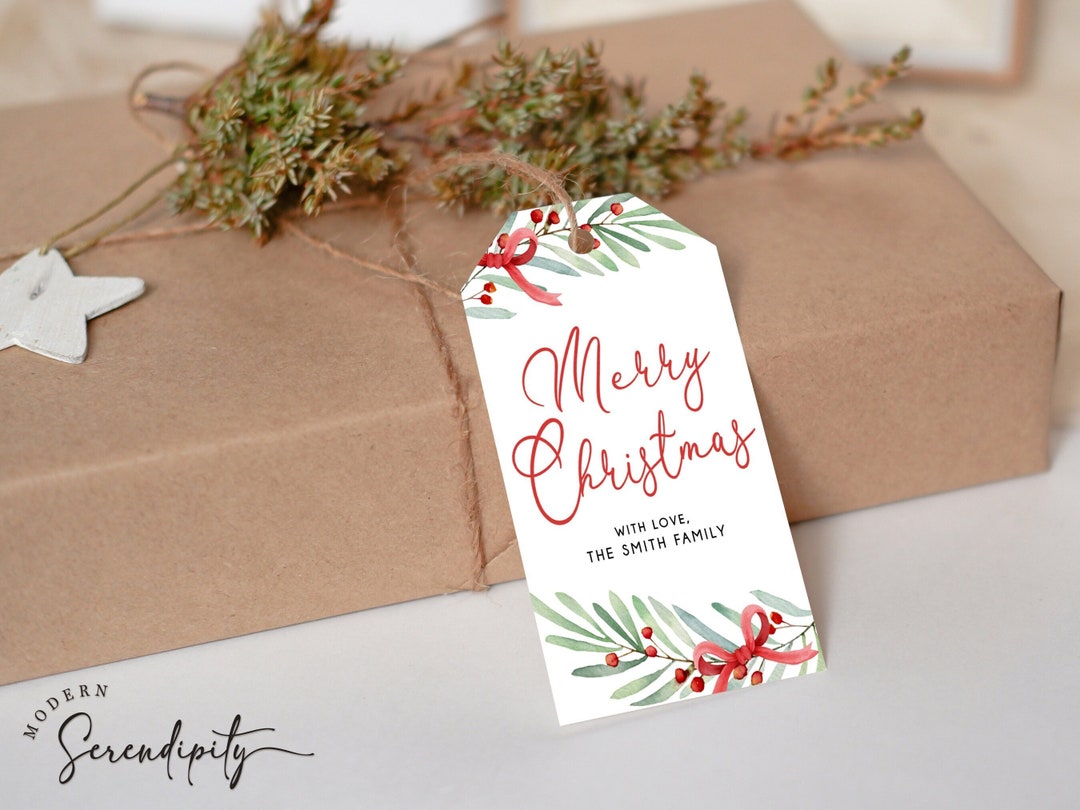 Merry Christmas Gift Tag Printable Christmas Gift Tag Holiday Party ...