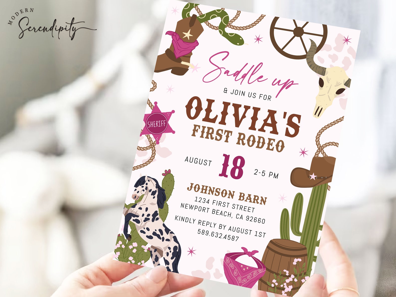 First Rodeo Birthday Invitation Template Country Western Girl 1st ...