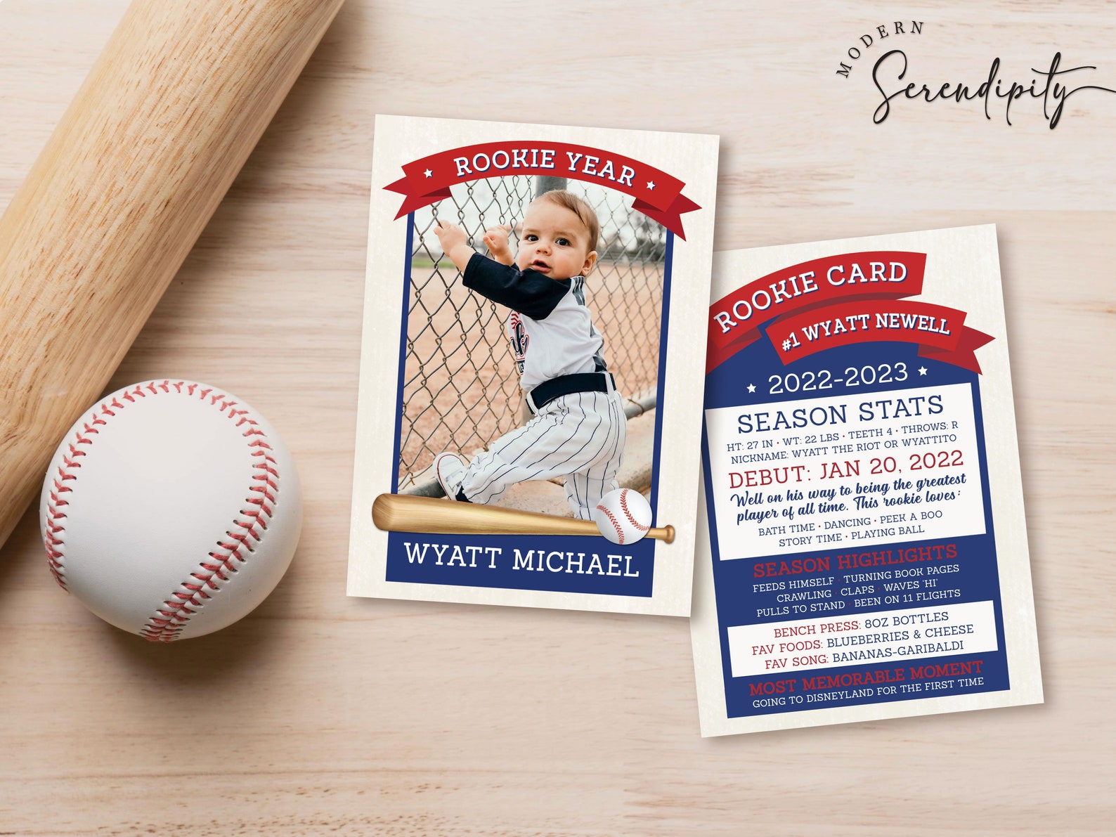 Baseball Players Card Rookie of the Year Trading Card First Birthday ...